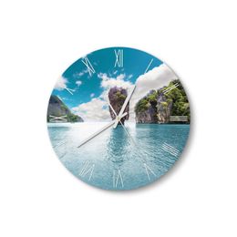 DEQORI Wanduhr 'Paradiesisches Thailand' (Glas Glasuhr modern Wand Uhr Design Küchenuhr)