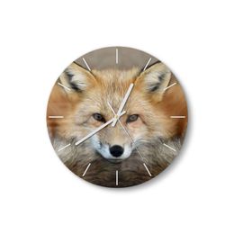 DEQORI Wanduhr 'Reineke, der Fuchs' (Glas Glasuhr modern Wand Uhr Design Küchenuhr)