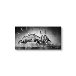 DEQORI Wanduhr 'Aggressive Oryxantilopen' (Glas Glasuhr modern Wand Uhr Design Küchenuhr)