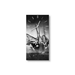 DEQORI Wanduhr 'Aggressive Oryxantilopen' (Glas Glasuhr modern Wand Uhr Design Küchenuhr)