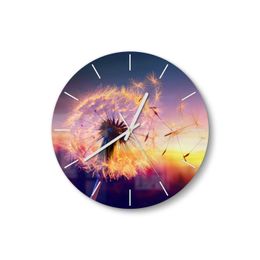 DEQORI Wanduhr 'Pusteblume im Abendlicht' (Glas Glasuhr modern Wand Uhr Design Küchenuhr)