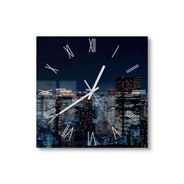 DEQORI Wanduhr 'Tokio bei Nacht' (Glas Glasuhr modern Wand Uhr Design Küchenuhr)