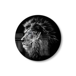 DEQORI Wanduhr 'König der Tiere im Profil' (Glas Glasuhr modern Wand Uhr Design Küchenuhr)