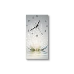 DEQORI Wanduhr 'Funkelnde Lotusblüte' (Glas Glasuhr modern Wand Uhr Design Küchenuhr)