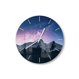 DEQORI Wanduhr 'Nachthimmel in den Bergen' (Glas Glasuhr modern Wand Uhr Design Küchenuhr)