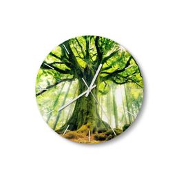 DEQORI Wanduhr 'Eindrucksvoller Baum' (Glas Glasuhr modern Wand Uhr Design Küchenuhr)