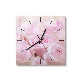 DEQORI Wanduhr 'Zarte Rosenblüten' (Glas Glasuhr modern Wand Uhr Design Küchenuhr)