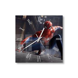 DEQORI Wanduhr 'Spider-Man Superheld' (Glas Glasuhr modern Wand Uhr Design Küchenuhr)