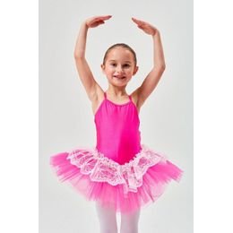 tanzmuster Tüllkleid Ballett Tutu Antonia mit Spaghettiträgern Ballettkleid für Mädchen aus glänzendem Lycra