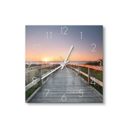 DEQORI Wanduhr 'Strandpfad in Abendsonne' (Glas Glasuhr modern Wand Uhr Design Küchenuhr)