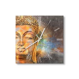 DEQORI Wanduhr 'Meditierender Buddha' (Glas Glasuhr modern Wand Uhr Design Küchenuhr)