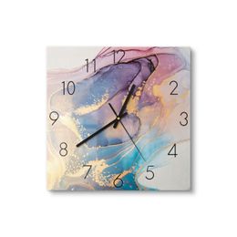 DEQORI Wanduhr 'Marmorgrafik in Pastell' (Glas Glasuhr modern Wand Uhr Design Küchenuhr)