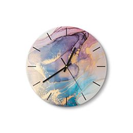 DEQORI Wanduhr 'Marmorgrafik in Pastell' (Glas Glasuhr modern Wand Uhr Design Küchenuhr)