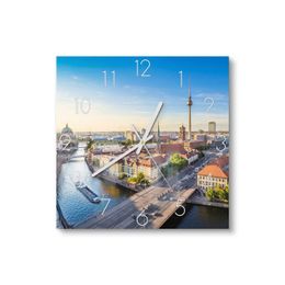 DEQORI Wanduhr 'Berlin aus der Luft' (Glas Glasuhr modern Wand Uhr Design Küchenuhr)