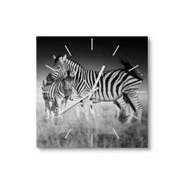 DEQORI Wanduhr 'Zebras beieinanderstehend' (Glas Glasuhr modern Wand Uhr Design Küchenuhr)