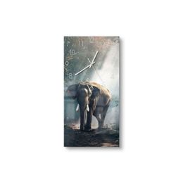 DEQORI Wanduhr 'Elefant im Wald' (Glas Glasuhr modern Wand Uhr Design Küchenuhr)