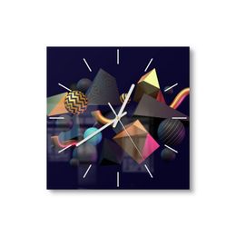 DEQORI Wanduhr 'Sammlung abstraker Formen' (Glas Glasuhr modern Wand Uhr Design Küchenuhr)