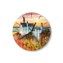 DEQORI Wanduhr 'Schloss Neuschwanstein' (Glas Glasuhr modern Wand Uhr Design Küchenuhr)