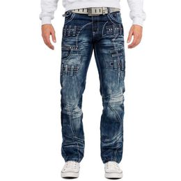 KOSMO LUPO 5-Pocket-Jeans Extravagante Herren Hose BA-KM8002 mit Nieten und Gürtelschlaufen