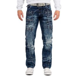 KOSMO LUPO 5-Pocket-Jeans Extravagante Herren Hose BA-KM8002 Blau W38/L34 (1-tlg) mit Nieten und Gürtelschlaufen