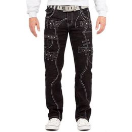 KOSMO LUPO 5-Pocket-Jeans Extravagante Herren Hose BA-KM8002 mit Nieten und Gürtelschlaufen