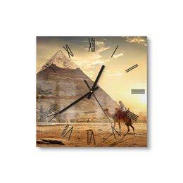 DEQORI Wanduhr 'Kamelritt in der Wüste' (Glas Glasuhr modern Wand Uhr Design Küchenuhr)