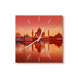 DEQORI Wanduhr 'Taj Mahal in Abendsonne' (Glas Glasuhr modern Wand Uhr Design Küchenuhr)