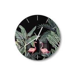 DEQORI Wanduhr 'Tropische Vintage Szene' (Glas Glasuhr modern Wand Uhr Design Küchenuhr)