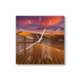 DEQORI Wanduhr 'Sandwüste bei Dämmerung' (Glas Glasuhr modern Wand Uhr Design Küchenuhr)