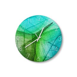 DEQORI Wanduhr 'Durchleuchtete Blätter' (Glas Glasuhr modern Wand Uhr Design Küchenuhr)