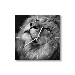 DEQORI Wanduhr 'Der König der Tiere' (Glas Glasuhr modern Wand Uhr Design Küchenuhr)