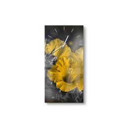 DEQORI Wanduhr 'Blüten des Roseneibisch' (Glas Glasuhr modern Wand Uhr Design Küchenuhr)
