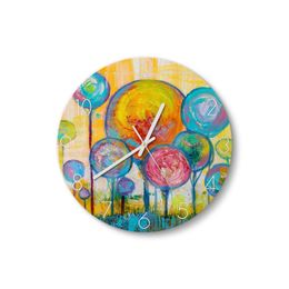 DEQORI Wanduhr 'Baumkronen nach Kandinsky' (Glas Glasuhr modern Wand Uhr Design Küchenuhr)