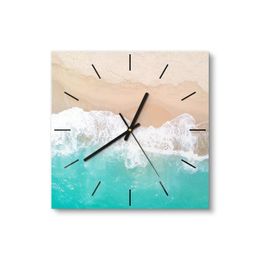 DEQORI Wanduhr 'Wellen brechen am Strand' (Glas Glasuhr modern Wand Uhr Design Küchenuhr)