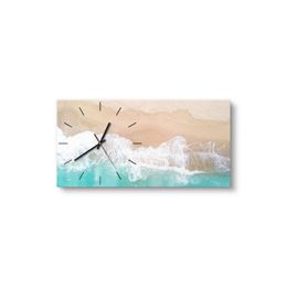 DEQORI Wanduhr 'Wellen brechen am Strand' (Glas Glasuhr modern Wand Uhr Design Küchenuhr)