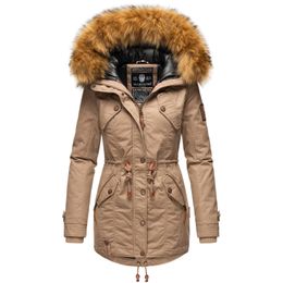 Marikoo Damen Wintermantel stylischer Winterparka mit abnehmbarem Kunstfell Laviva Princess