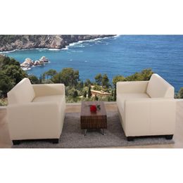 MCW Sofa-Garnitur Couch-Garnitur 2x 2er Sofa Moncalieri Kunstleder ~ creme