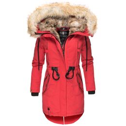 Navahoo Damen stylischer Wintermantel Winterparka mit Kunstfell-Kapuze Bombii