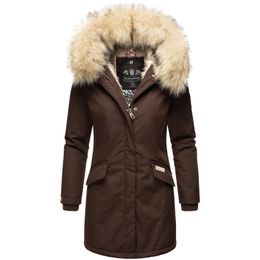 Navahoo Damen stylischer Wintermantel Winterparka mit Kunstfell-Kapuze Cristal