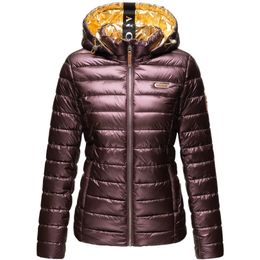 Navahoo Damen Steppjacke Winterjacke in metallic Optik mit abnehmbare Kapuze Aurelianaa