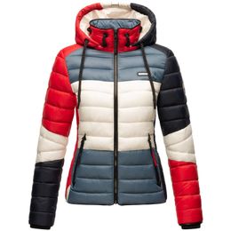 Navahoo Damen Steppjacke leichte &Uuml;bergangsjacke mit Kapuze im Colourblocking Stil Lulana Multikulti