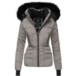 Navahoo Damen hochwertige Steppjacke Winterjacke mit edler Kunstfell- Kapuze Adele