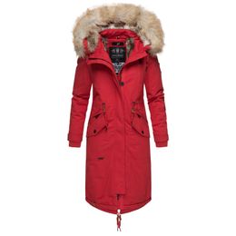 Navahoo Damen Designer Langer Wintermantel Parka mit Kunstfell-Kapuze Kin-Joo