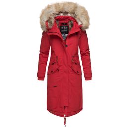 Navahoo Damen Designer Langer Wintermantel Parka mit Kunstfell-Kapuze Kin-Joo