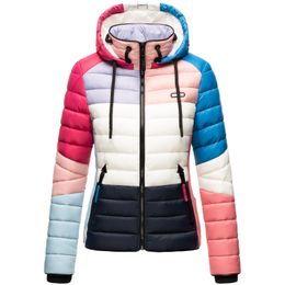 Navahoo Damen Steppjacke leichte &Uuml;bergangsjacke mit Kapuze im Colourblocking Stil Lulana Multikulti