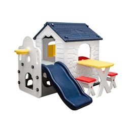 LittleTom Kinder Spielhaus mit Rutsche - Garten Kinderhaus ab 1 - Indoor Kinderspielhaus