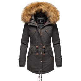 Marikoo Damen Wintermantel stylischer Winterparka mit abnehmbarem Kunstfell Laviva Princess