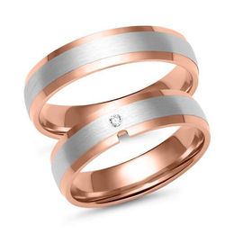 UNIQUE Eheringe aus Weiß- und Roségold mit Diamant