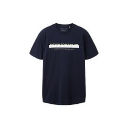 Tom Tailor Denim Herren T-Shirt mit Logo Print, blau, Logo Print, Gr. L