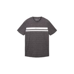 Tom Tailor Denim Herren T-Shirt mit Print, schwarz, Print, Gr. XXL